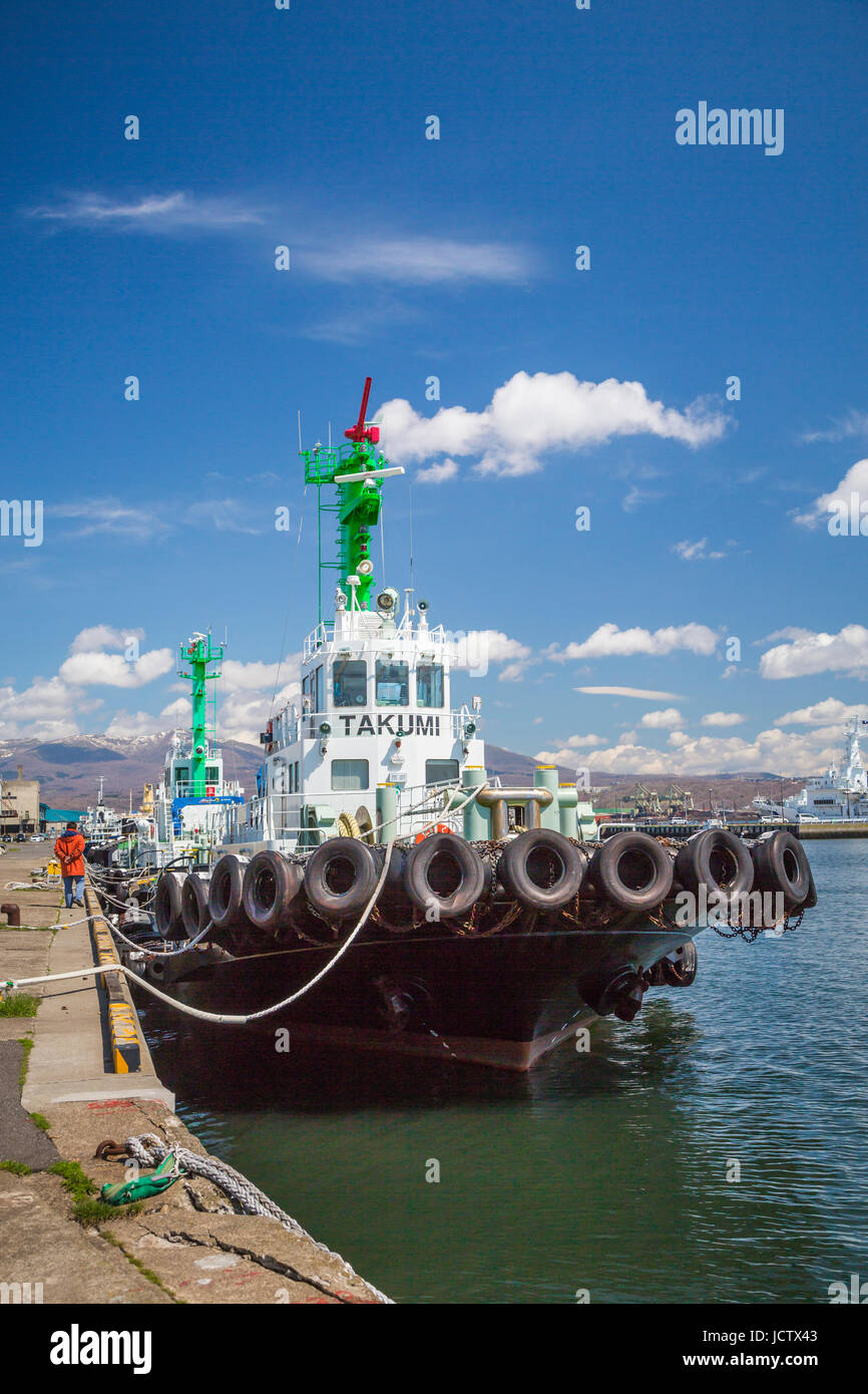 Boats docked in the port of Muroran, Hokkaido Prefecture, Japan Stock ...