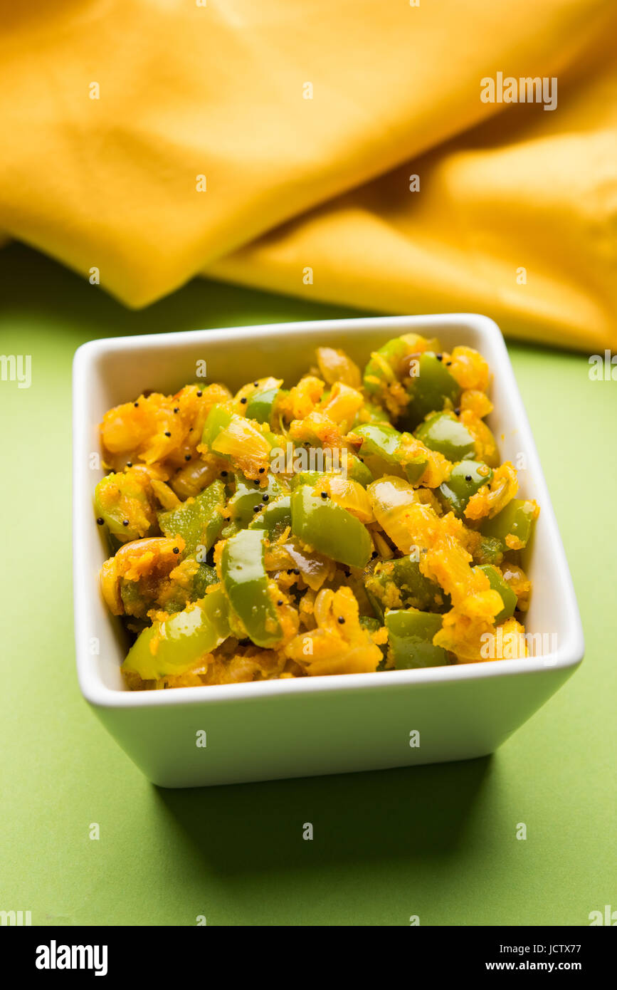 shimla mirch sabji or simla mirch sabzi or spicy capsicum indian food ...