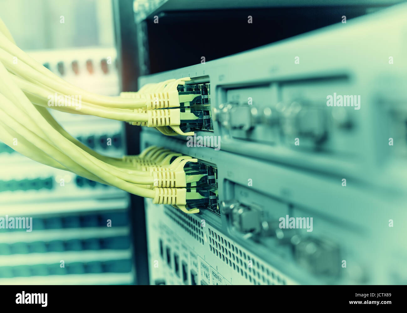 network cables connected to switch hub Stock Photo - Alamy
