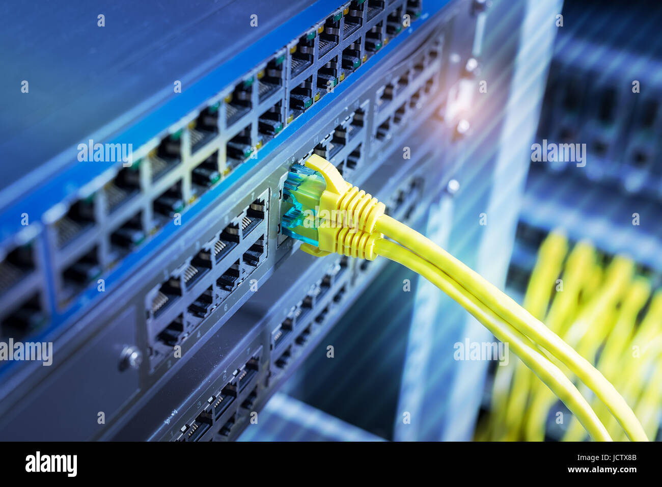 network cables connected to switch hub Stock Photo - Alamy