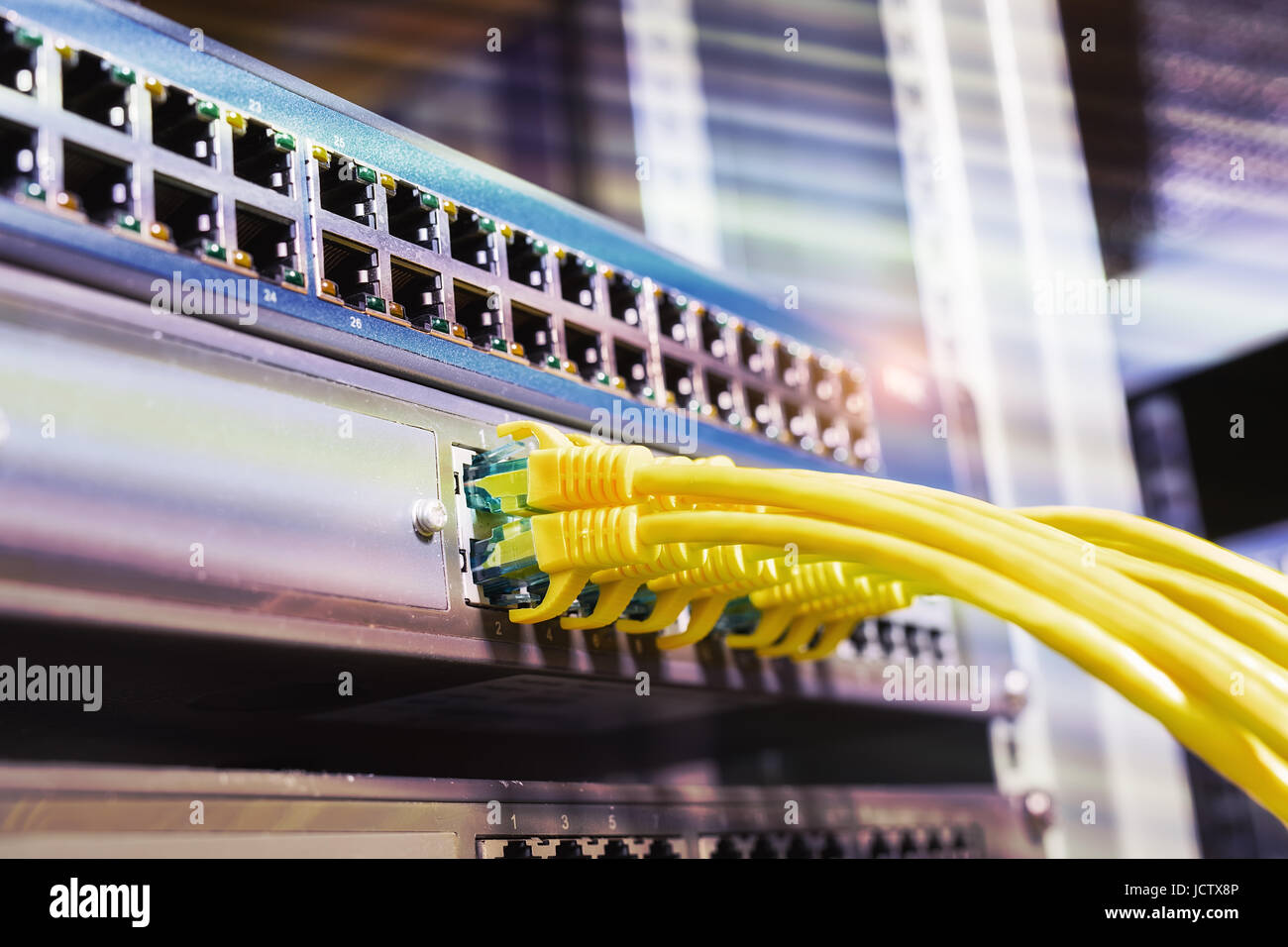 network cables connected to switch hub Stock Photo - Alamy