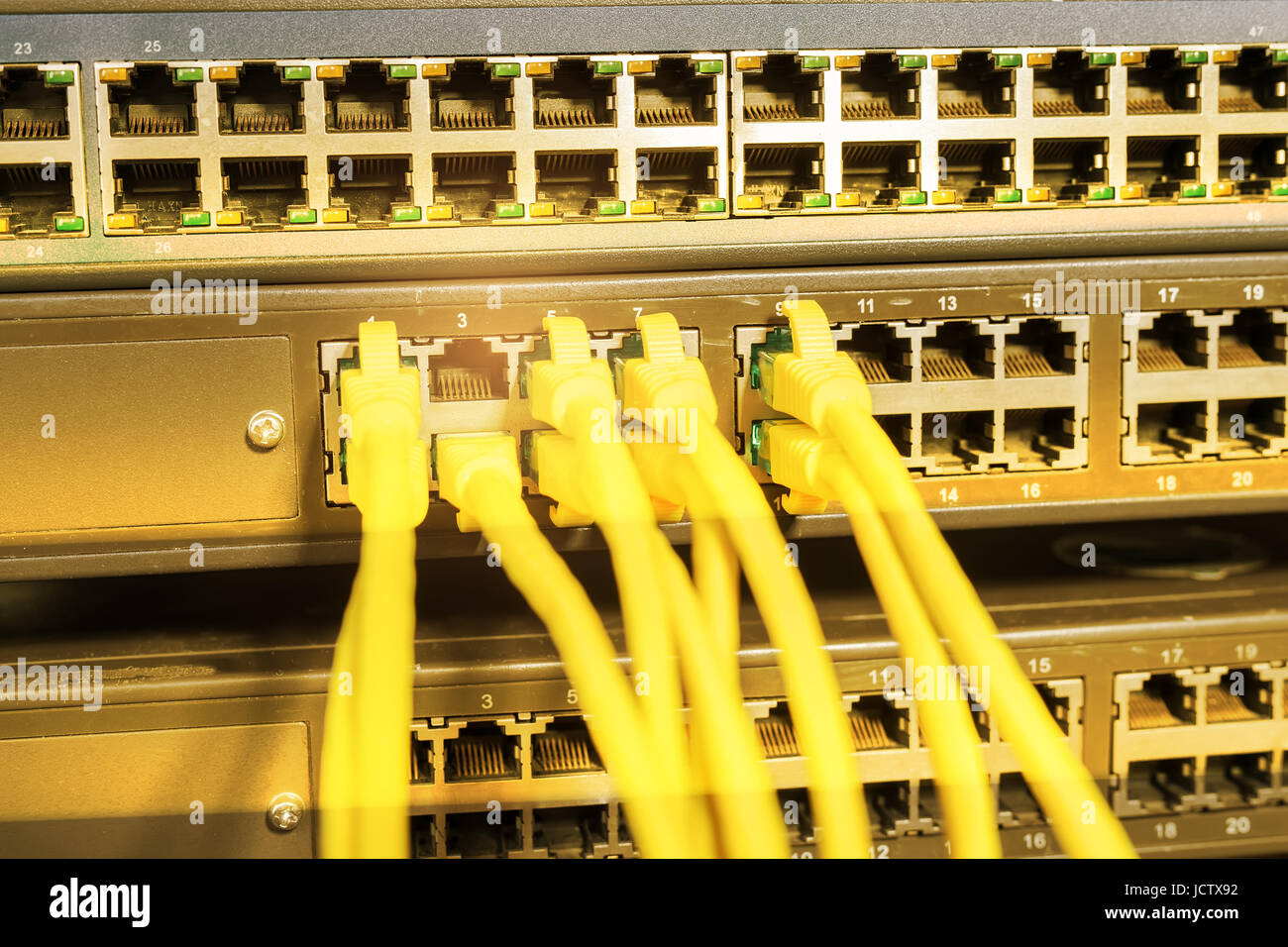 network cables connected to switch hub Stock Photo - Alamy