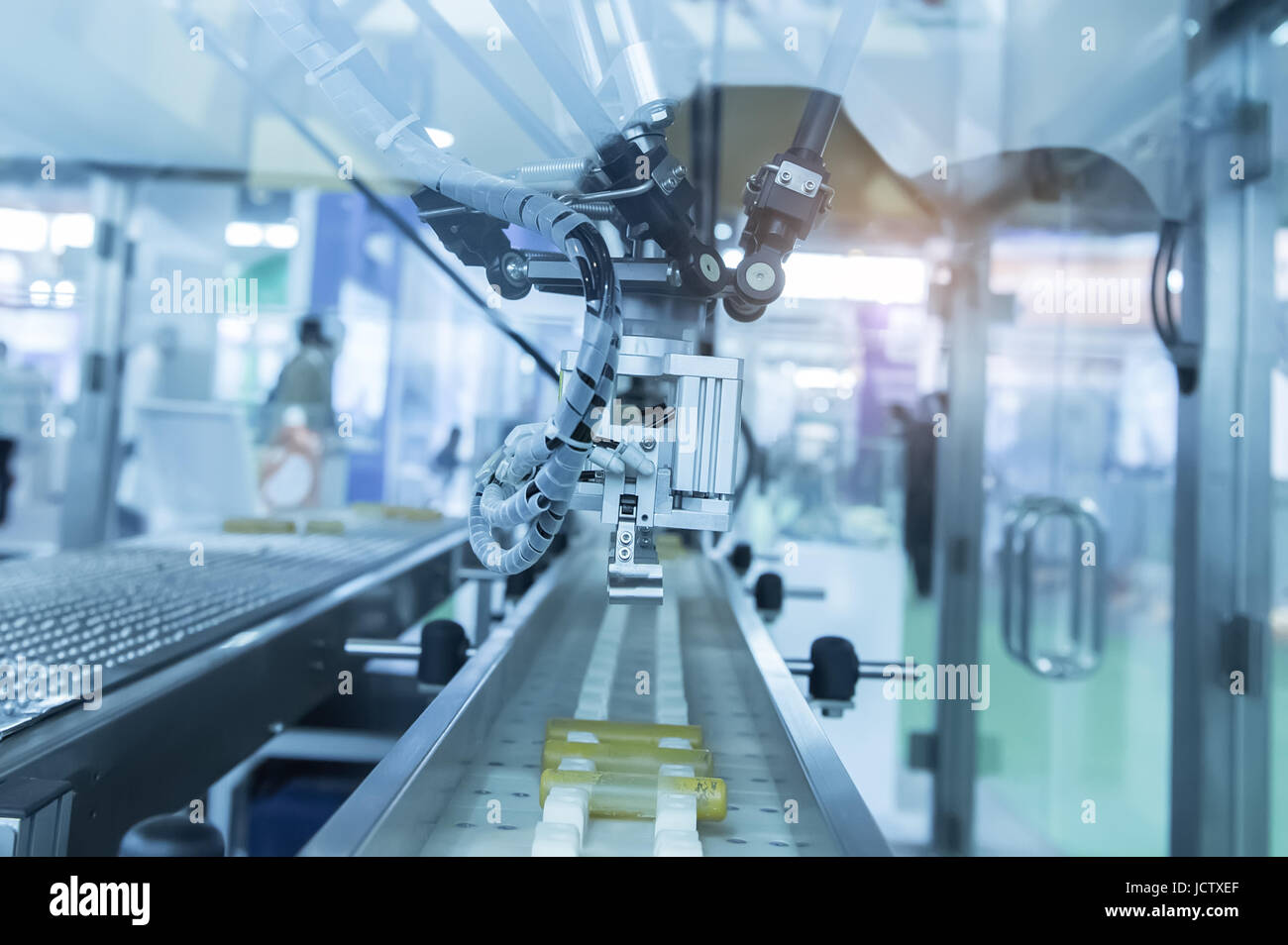 Industrial robot with conveyor in manufacture factory,Smart factory ...