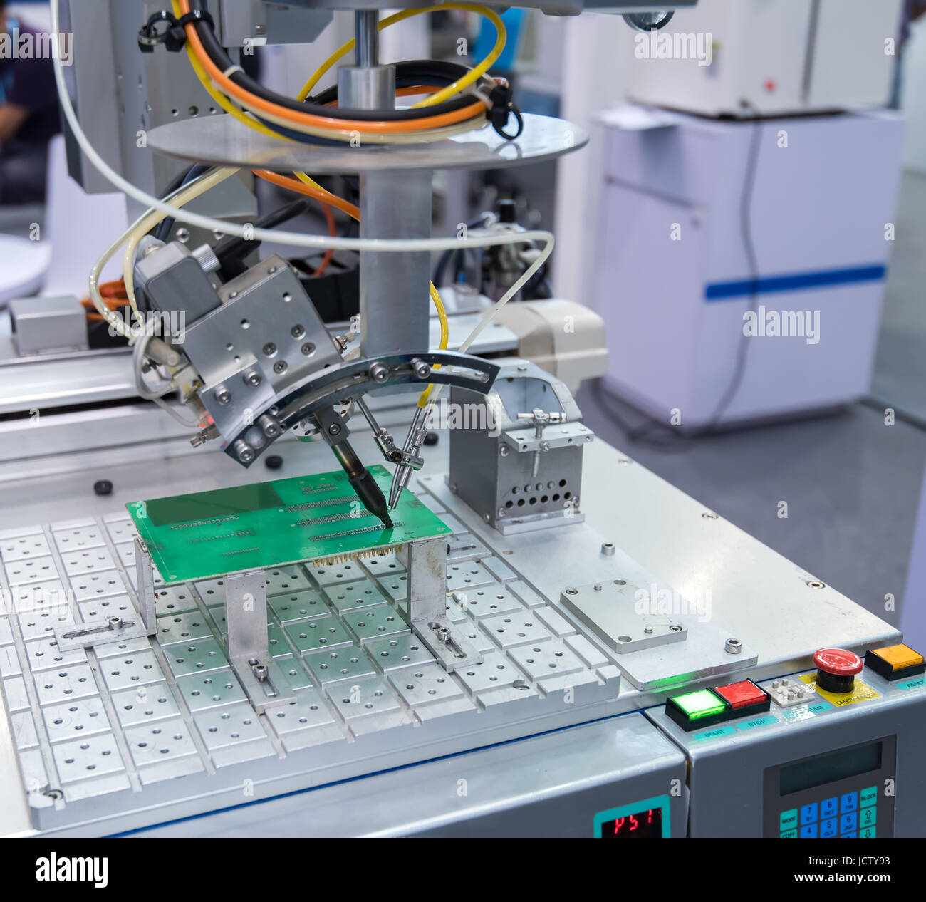 Robot Welding in assembly line working in factory. Smart factory ...