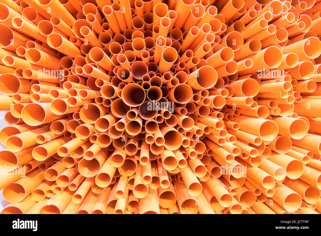 PVC pipes stacked in construction site Stock Photo - Alamy