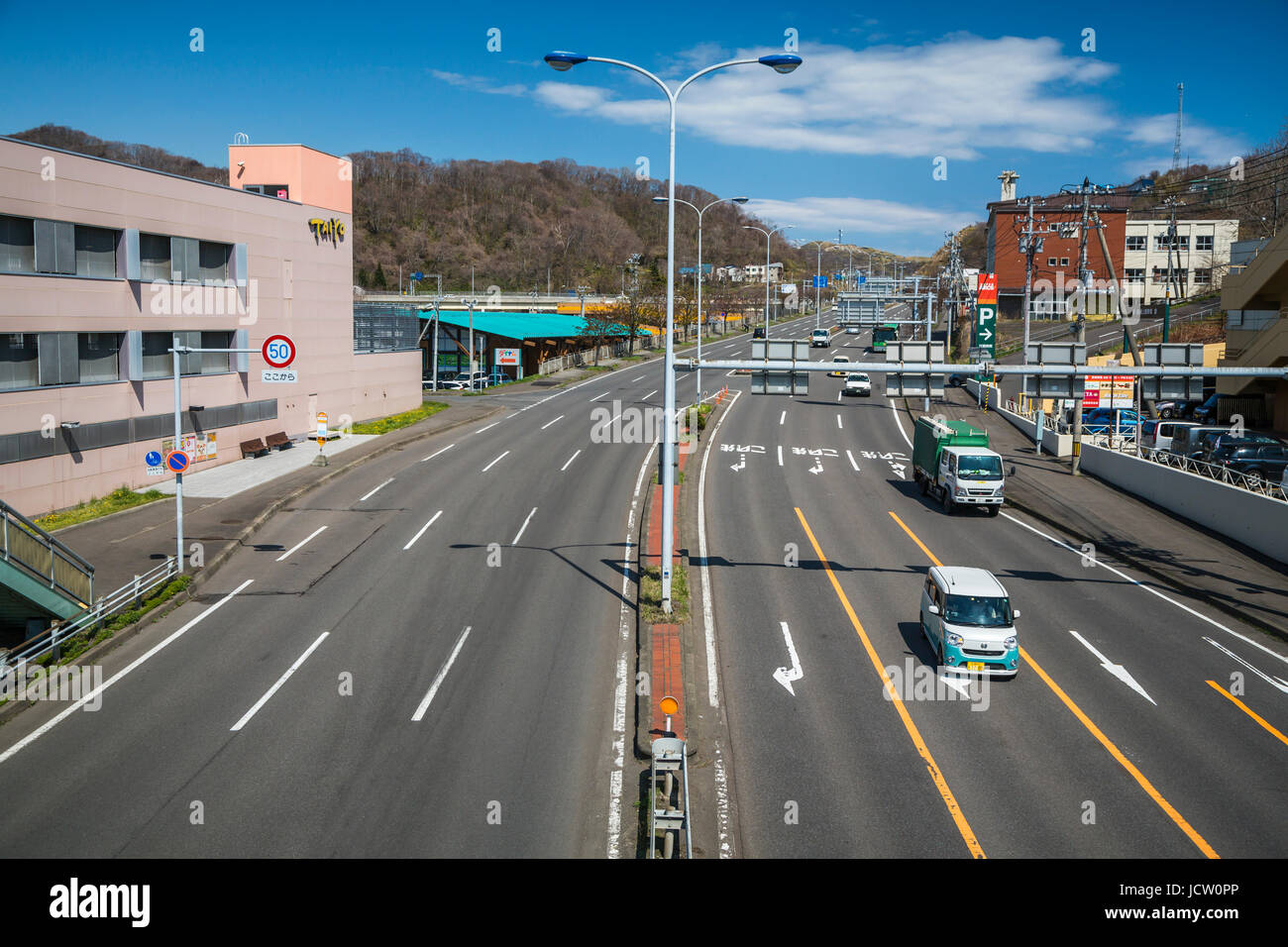 A freeway road network in Muroran, Hokkaido Prefecture, Japan Stock ...