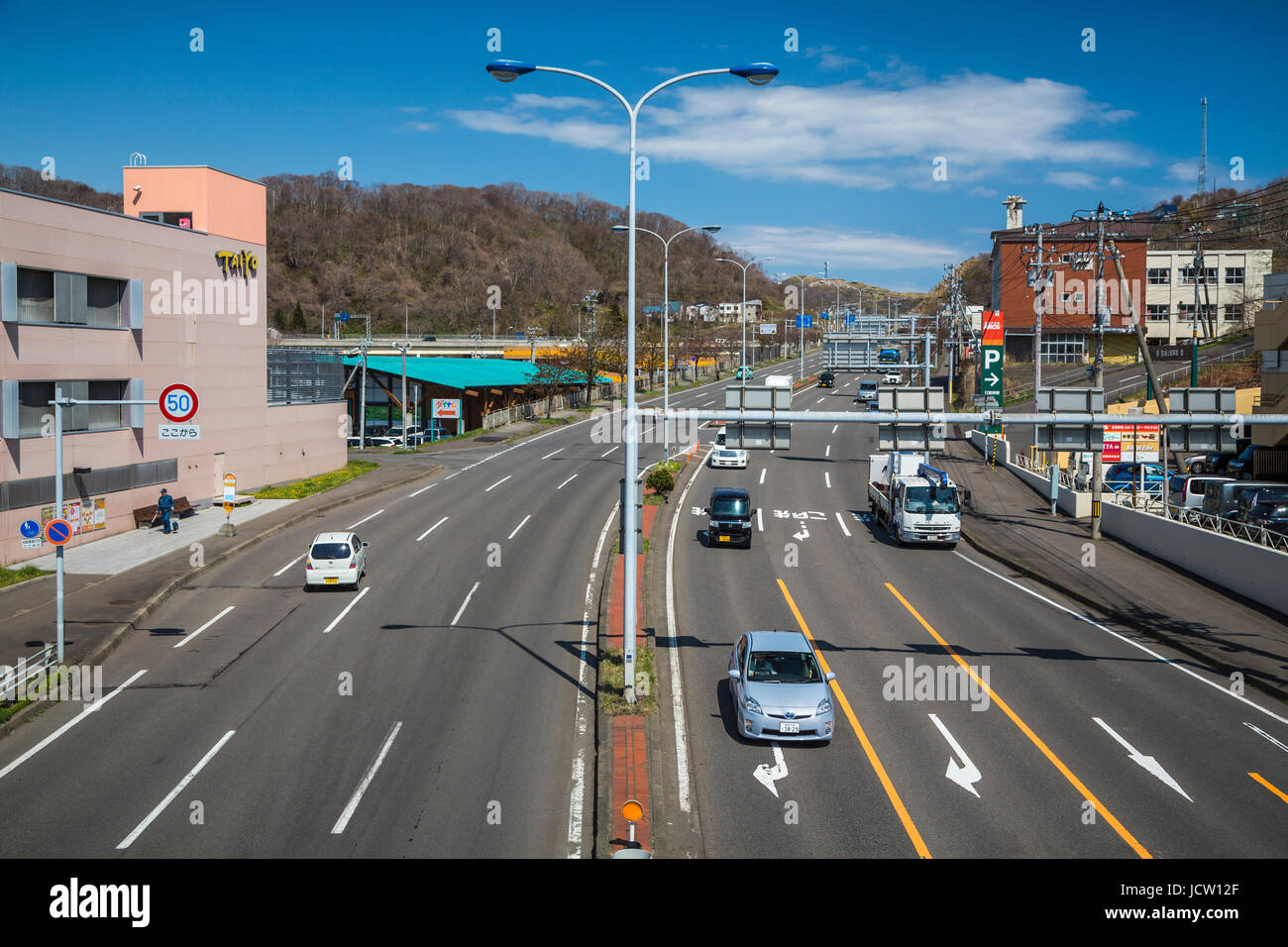 A freeway road network in Muroran, Hokkaido Prefecture, Japan Stock ...