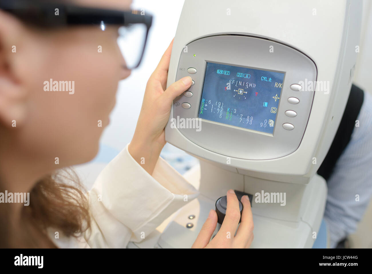 doctor checking results on screen Stock Photo - Alamy