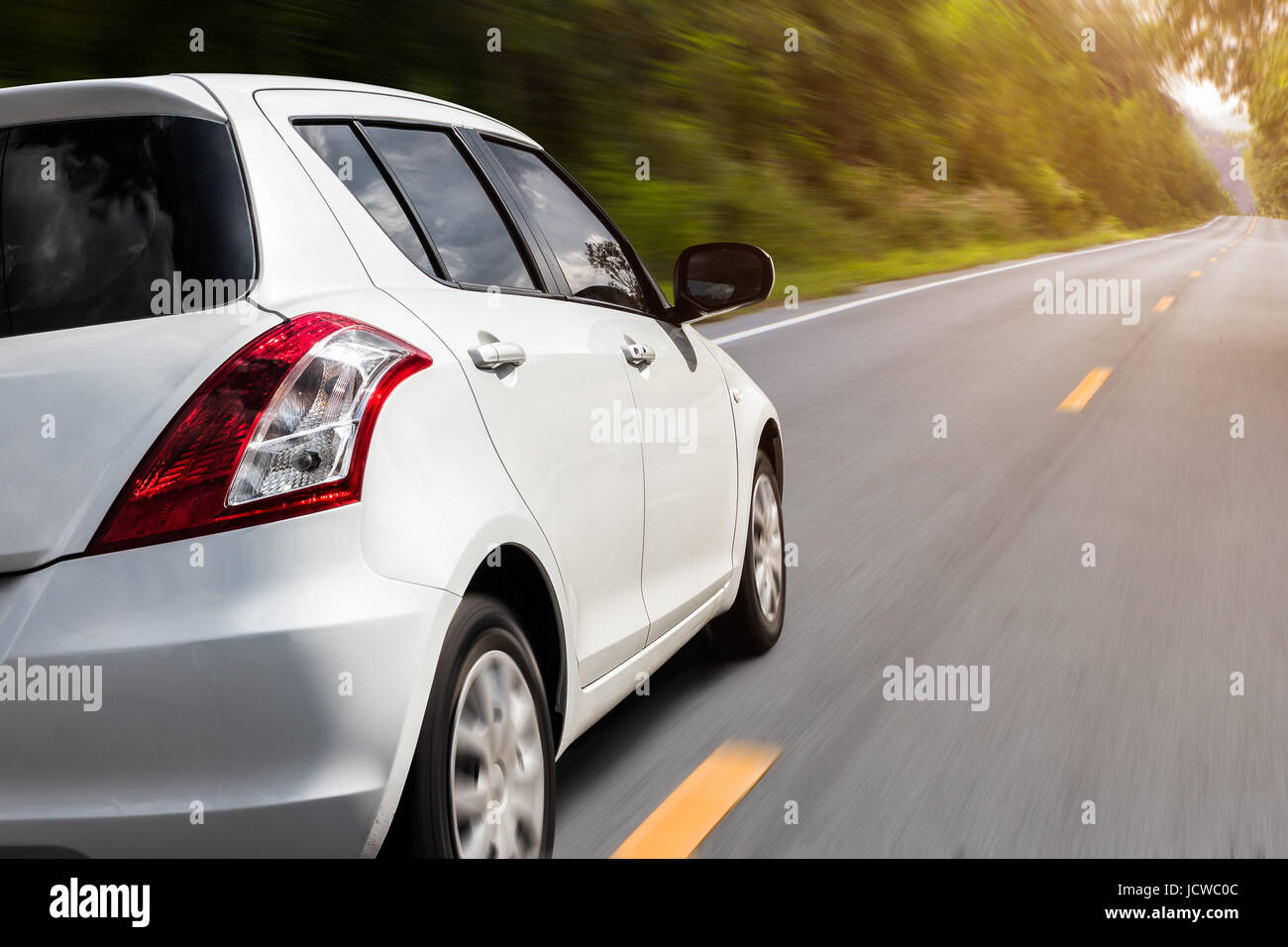 movement car speed on the road rural view background Stock Photo - Alamy