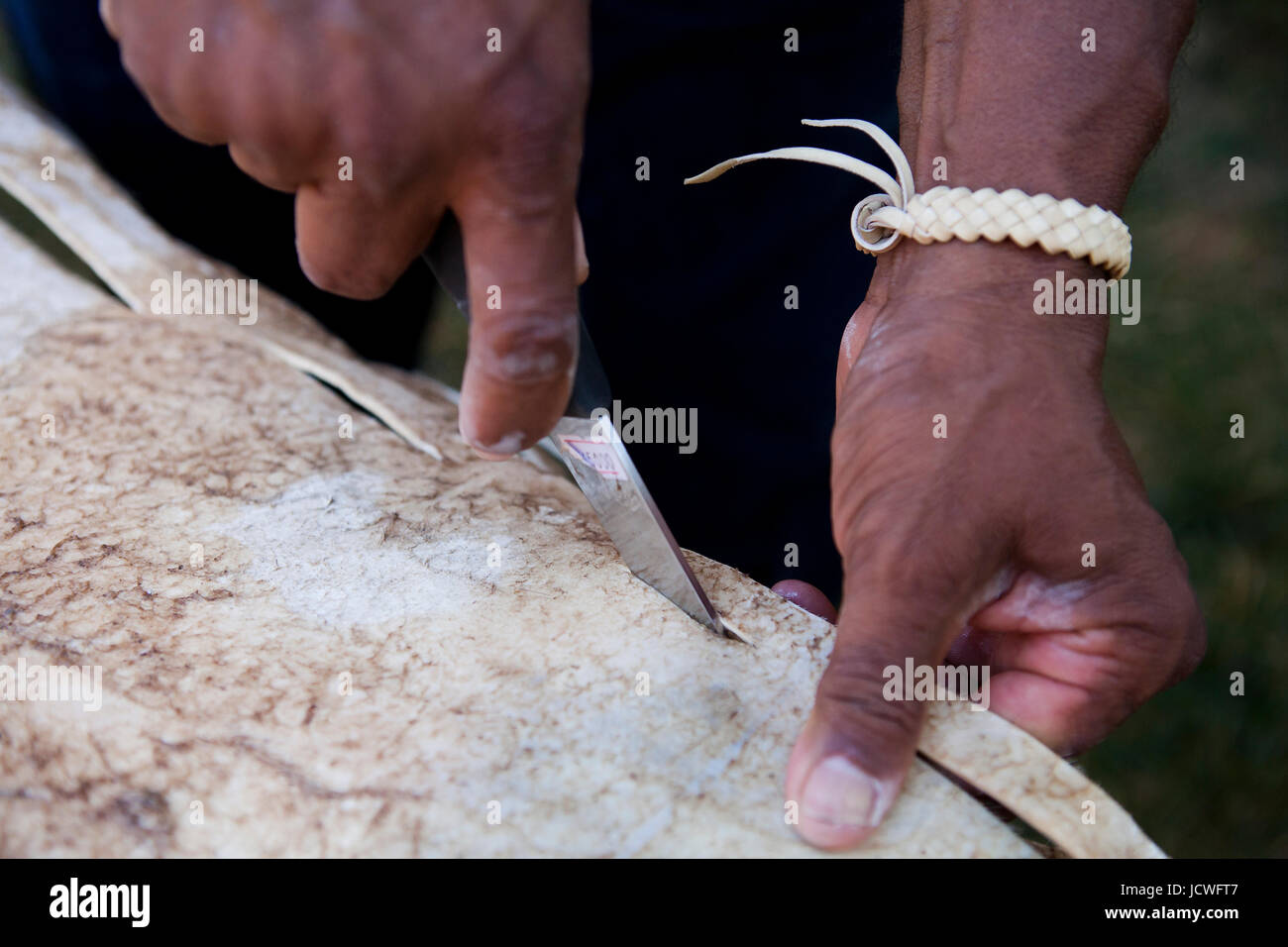 Cutting rawhide hi-res stock photography and images - Alamy