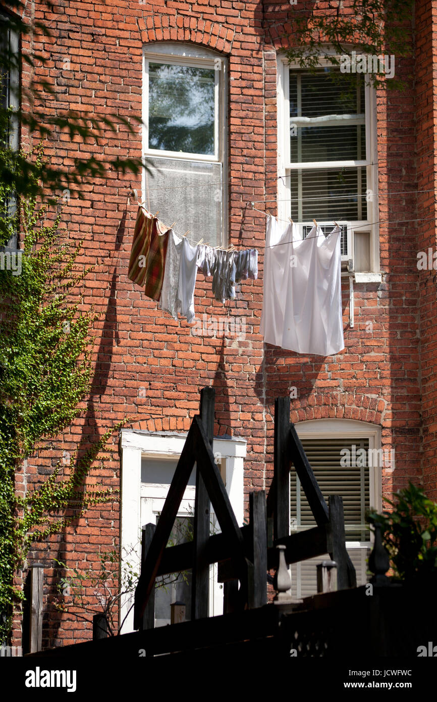 Laundry drying on clothesline - USA Stock Photo - Alamy