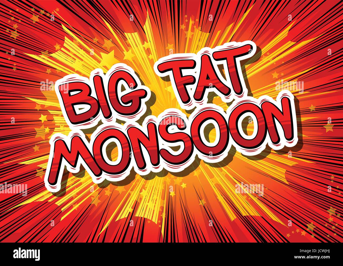 Big Fat Monsoon - Comic book style word on abstract background Stock ...