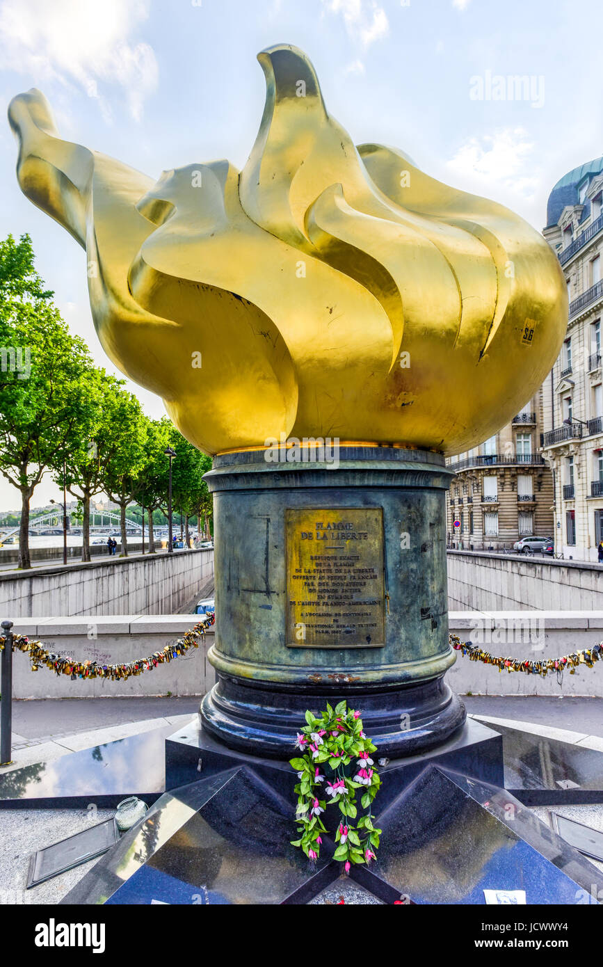 The Flame of Liberty in Paris is a full-sized, gold-leaf-covered ...