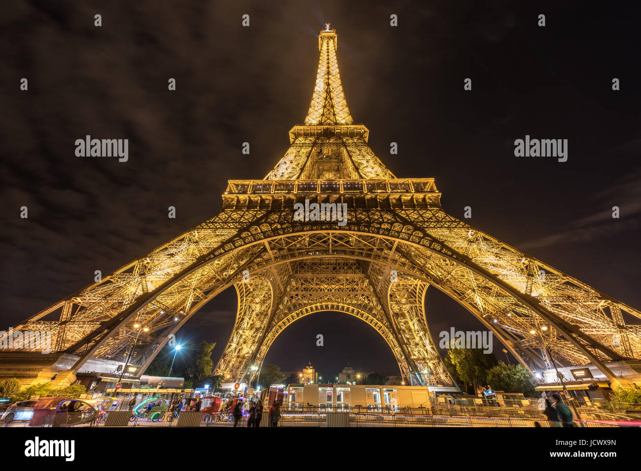 The Eiffel Tower, a wrought iron lattice tower on the Champ de Mars in ...