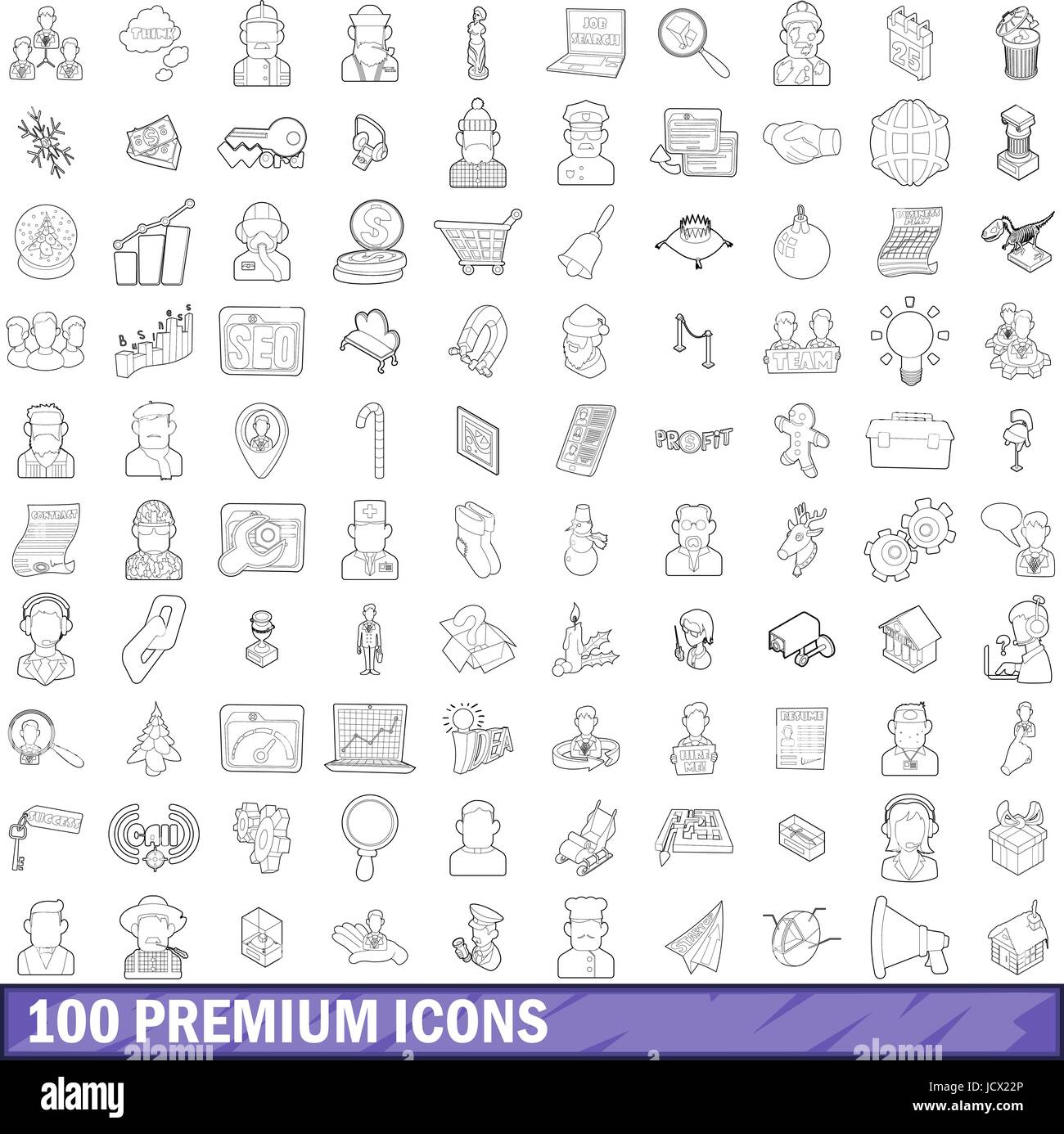 100 premium icons set, outline style Stock Vector Image & Art - Alamy
