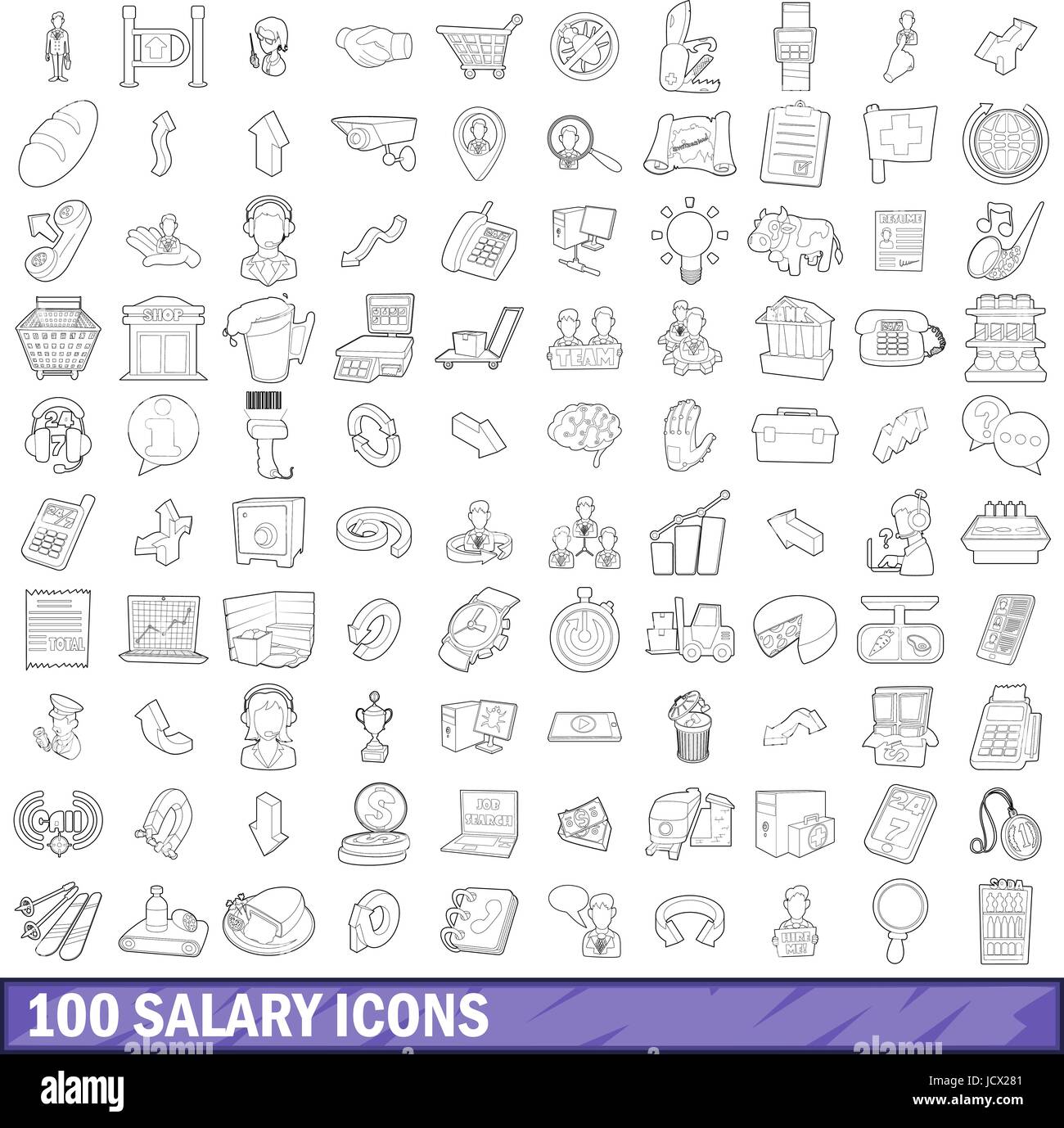 100 salary icons set, outline style Stock Vector Image & Art - Alamy