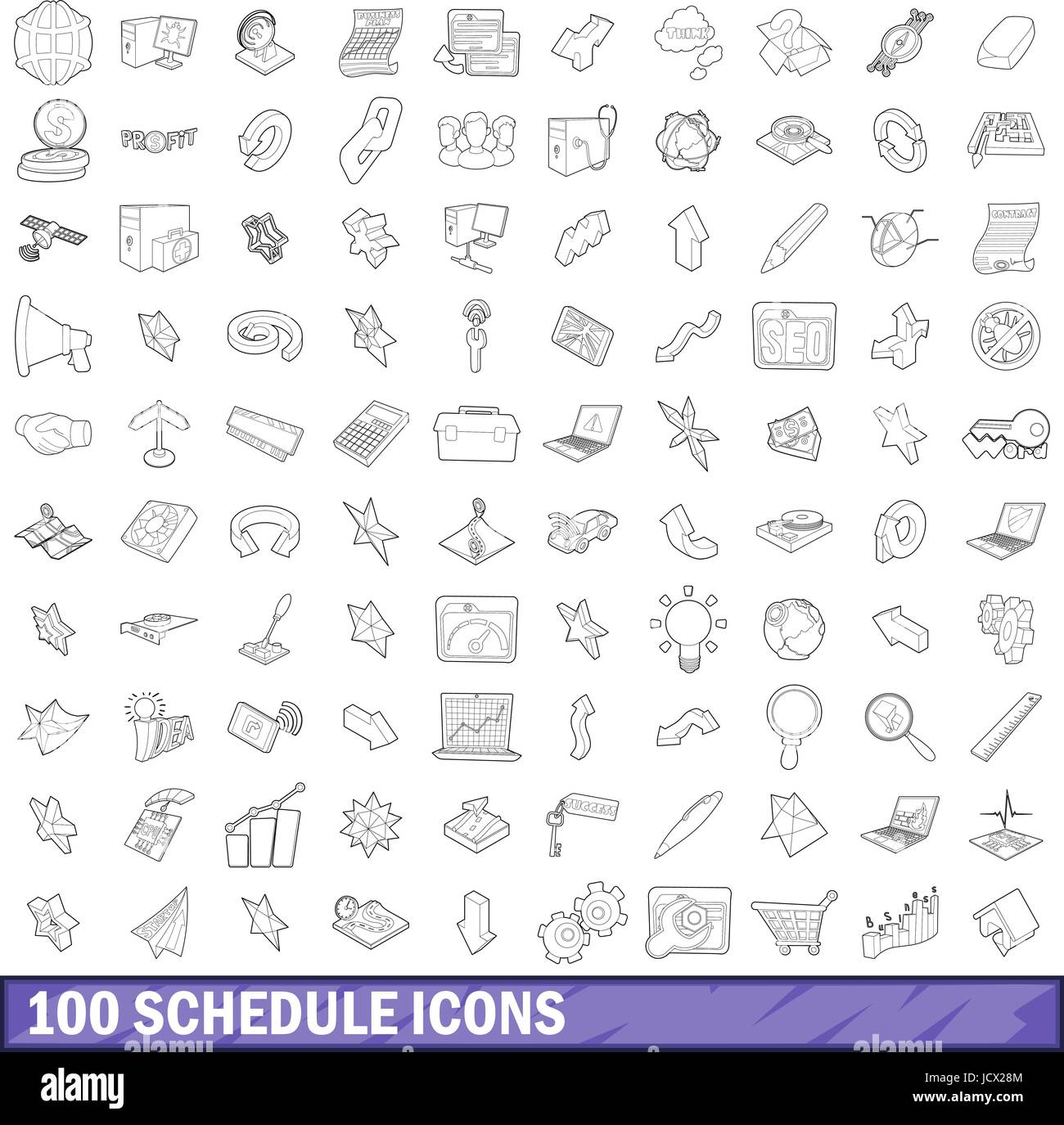 100 schedule icons set, outline style Stock Vector Image & Art - Alamy