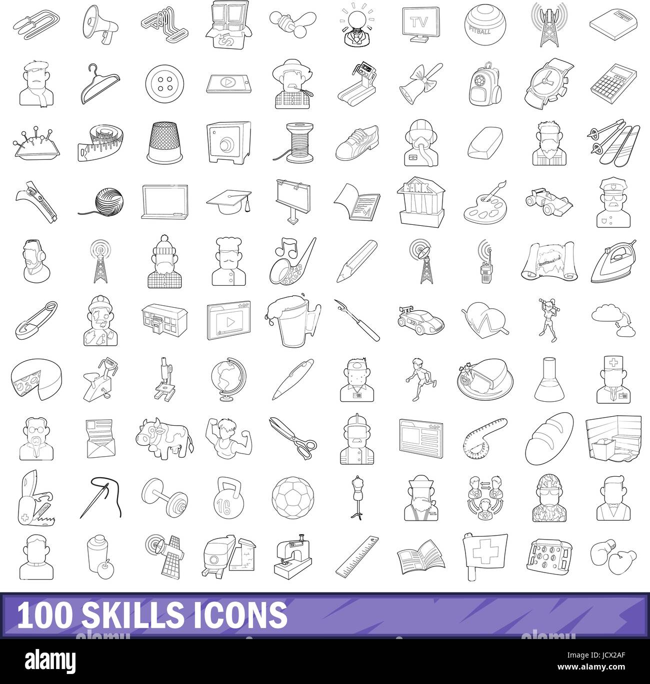 100 skills icons set, outline style Stock Vector Image & Art - Alamy