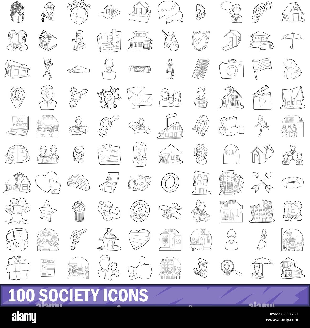 100 society icons set, outline style Stock Vector Image & Art - Alamy