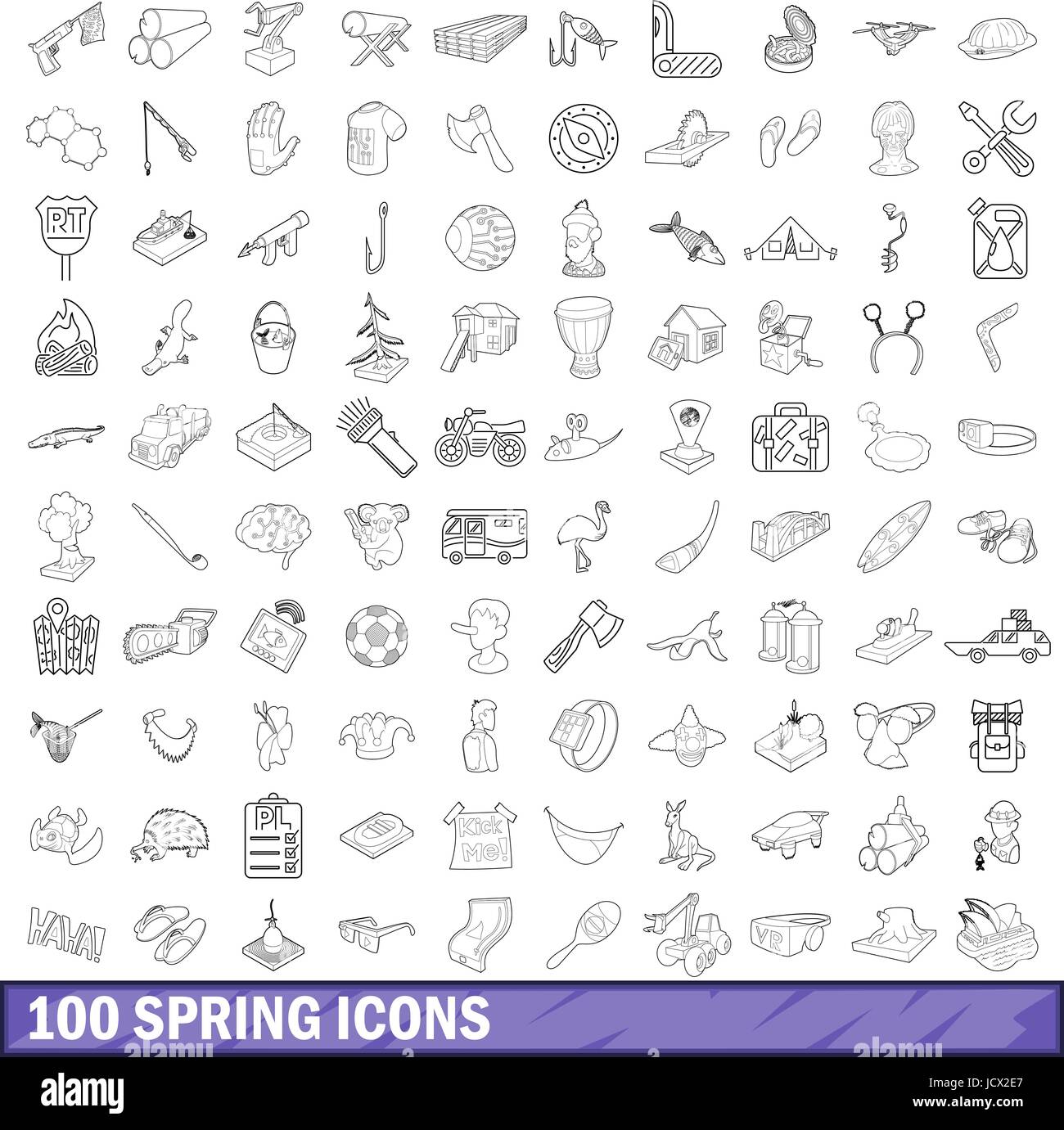 100 spring icons set, outline style Stock Vector Image & Art - Alamy