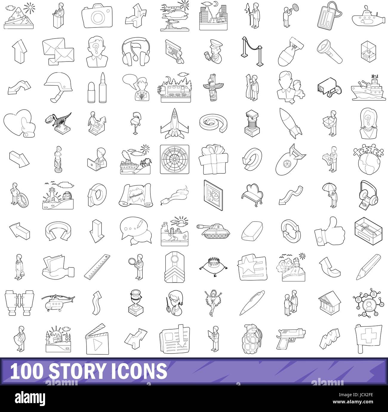 100 story icons set, outline style Stock Vector Image & Art - Alamy