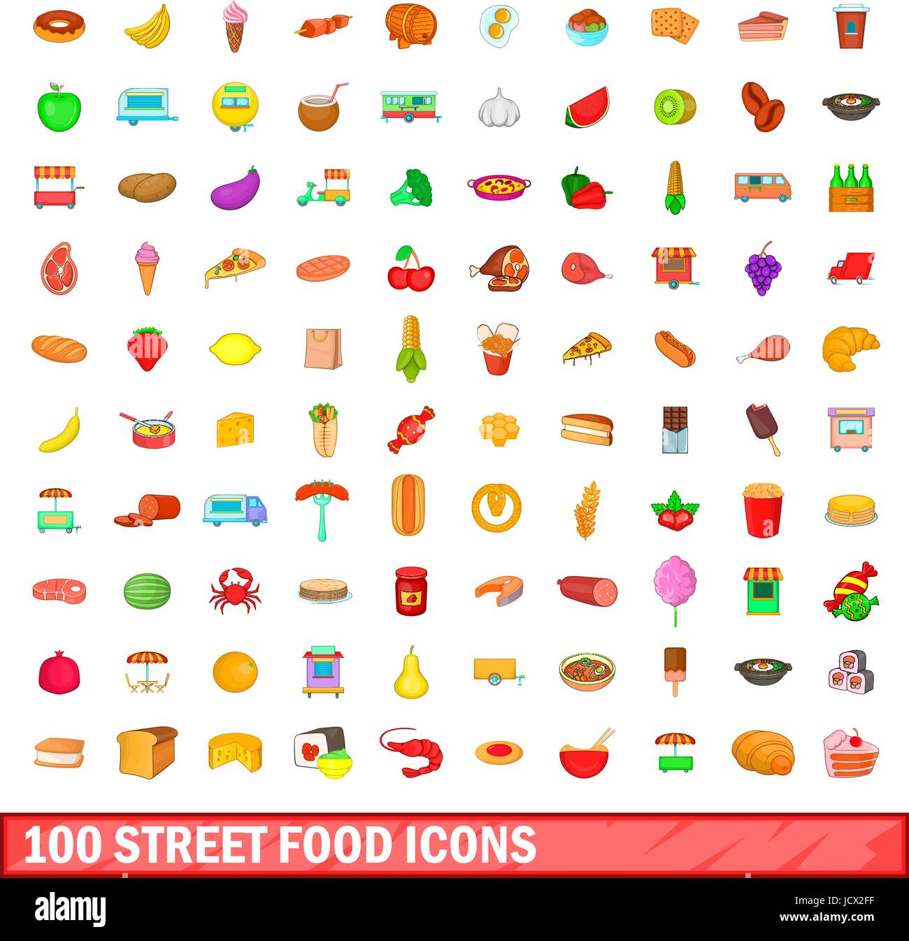 100 street food icons set, cartoon style Stock Vector Image & Art - Alamy