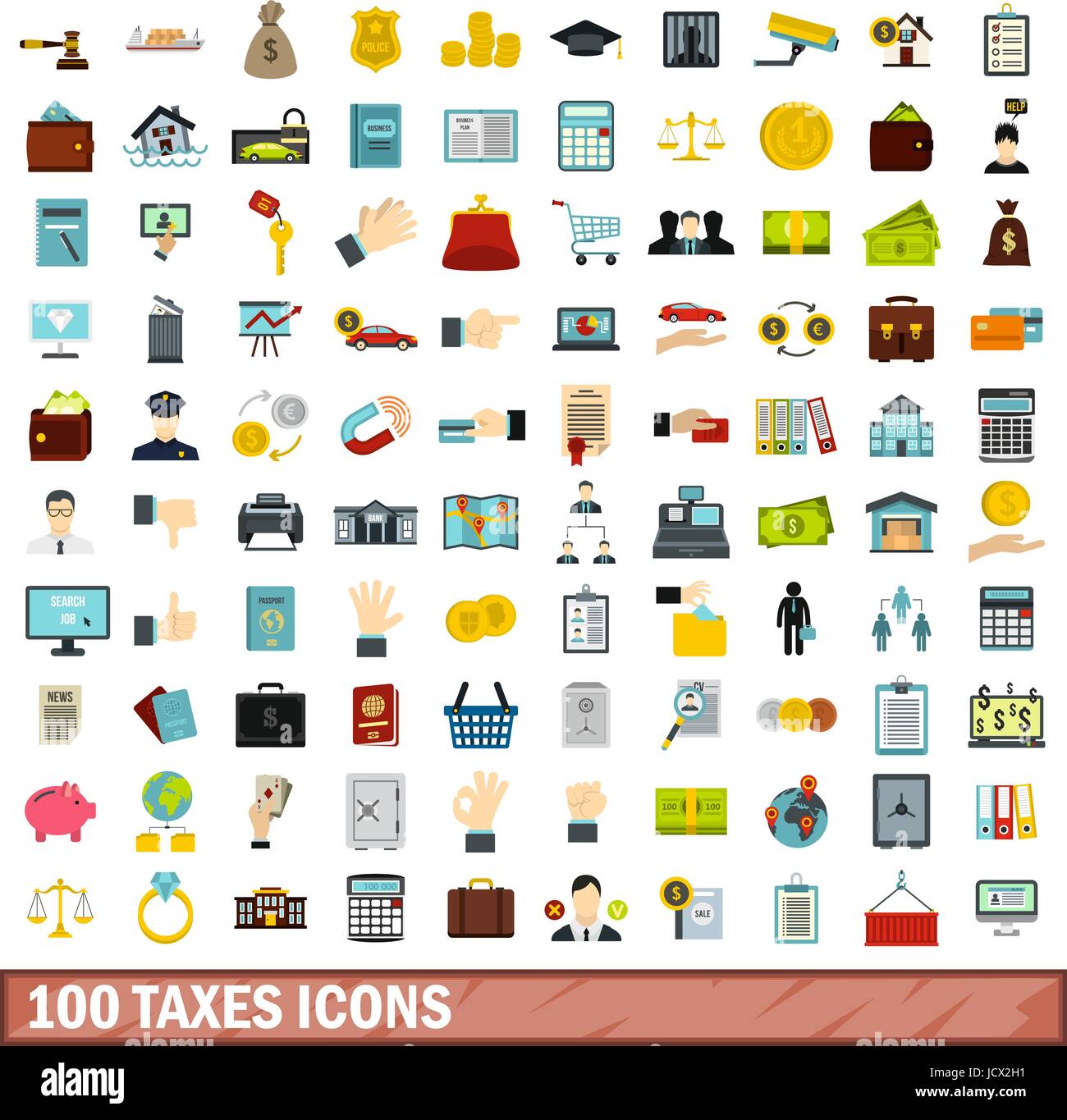 100 taxes icons set, flat style Stock Vector Image & Art - Alamy