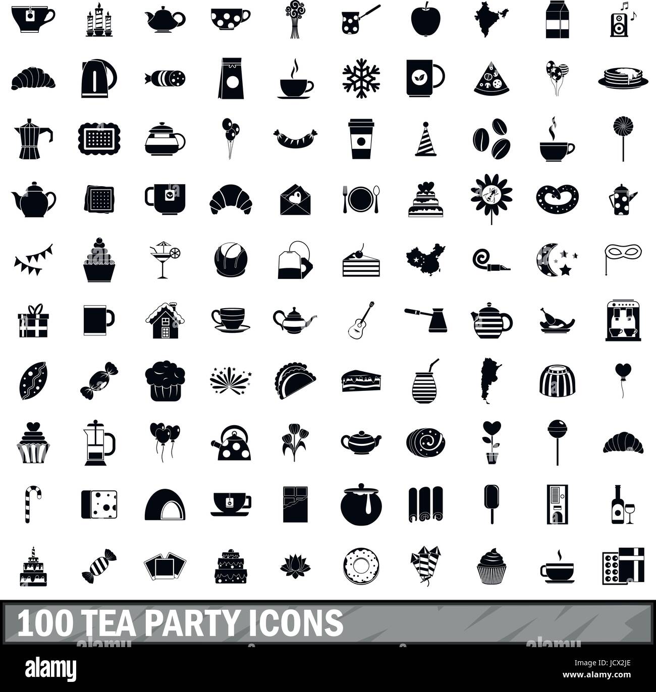 100 tea party icons set, simple style Stock Vector Image & Art - Alamy