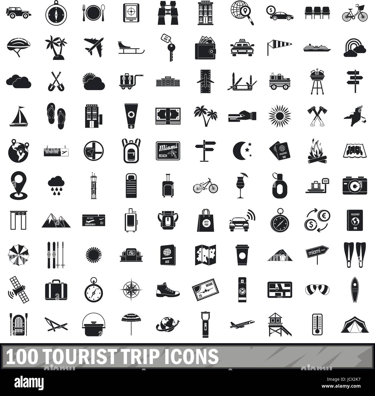 100 tourist trip icons set, simple style Stock Vector Image & Art - Alamy