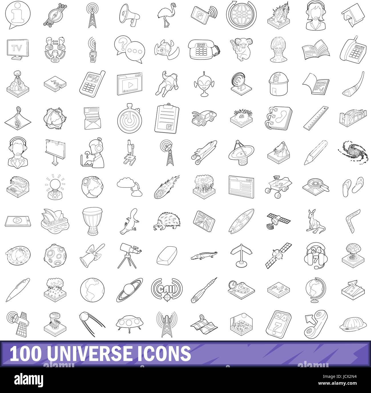 100 universe icons set, outline style Stock Vector Image & Art - Alamy