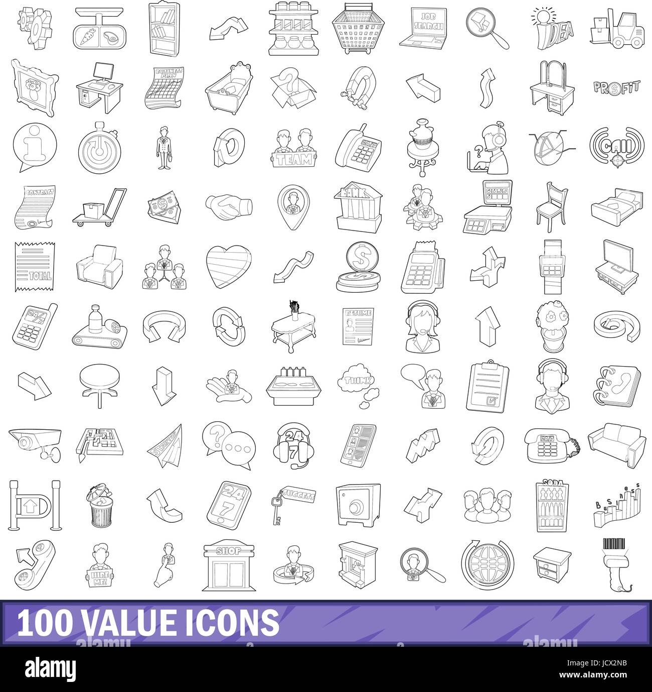 100 value icons set, outline style Stock Vector Image & Art - Alamy