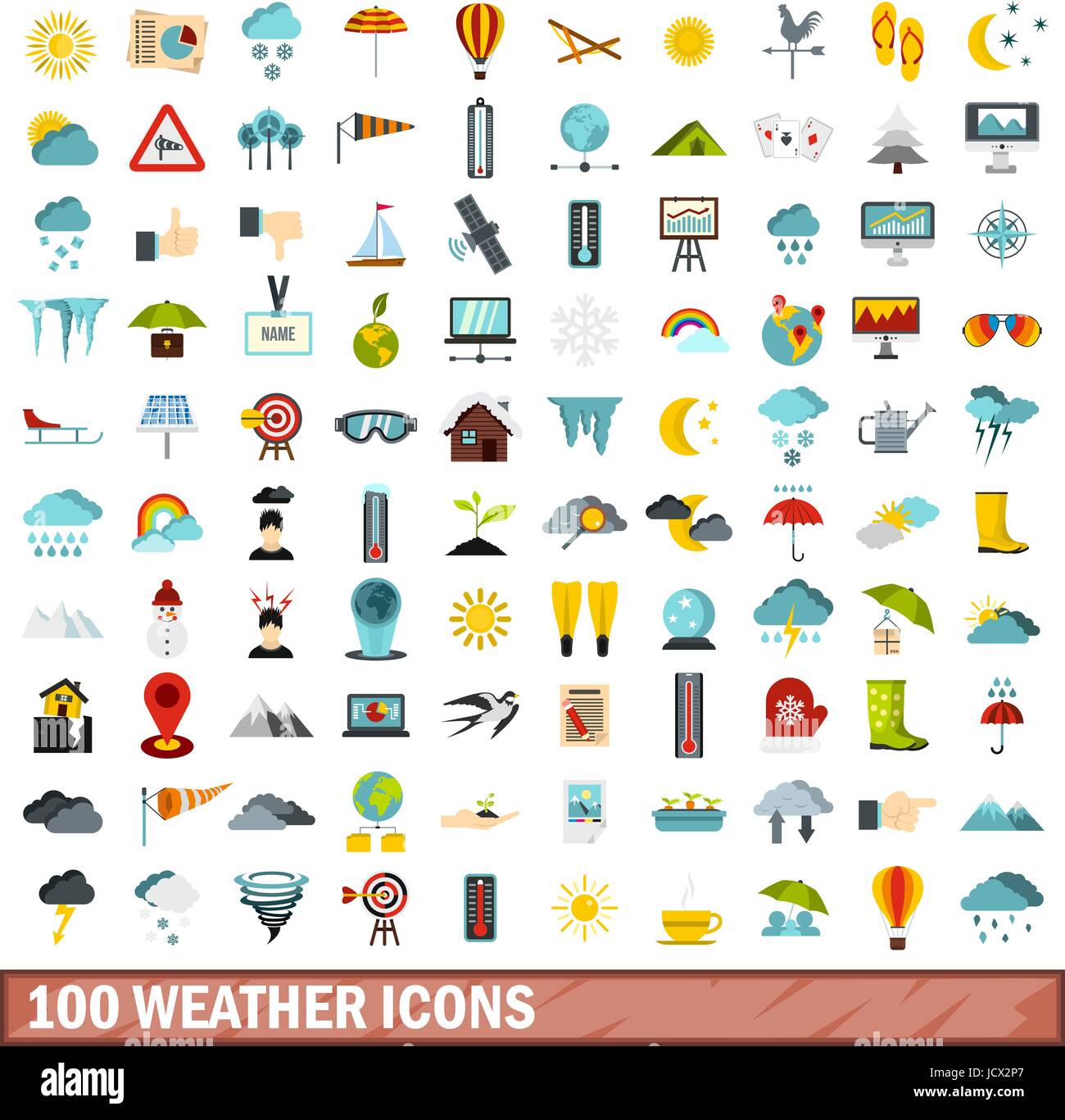 100 weather icons set, flat style Stock Vector Image & Art - Alamy