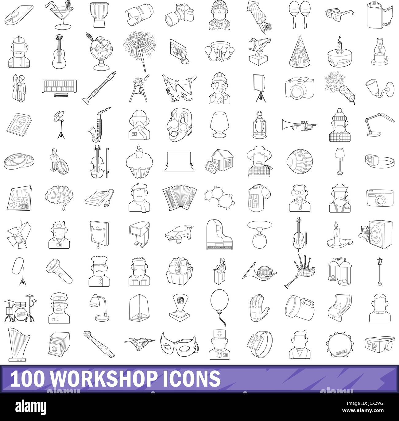 100 workshop icons set, outline style Stock Vector Image & Art - Alamy