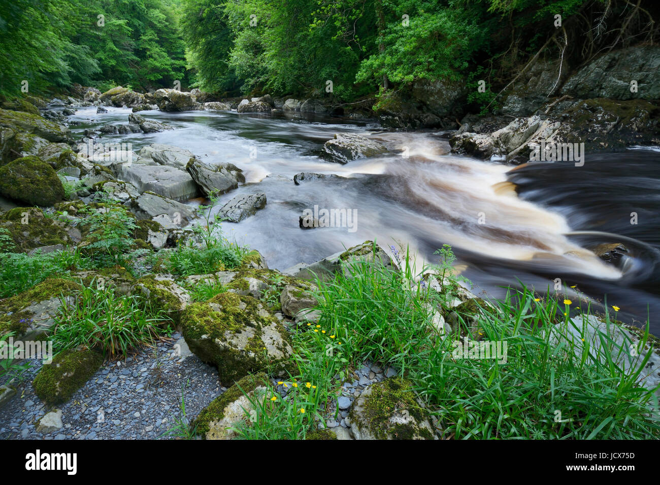 Afon Conwy - the river Conway near conway Falls, Betws y Coed in North ...