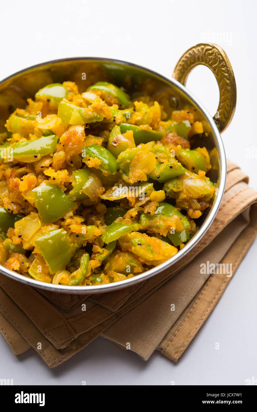 shimla mirch sabji or simla mirch sabzi or spicy capsicum indian food ...