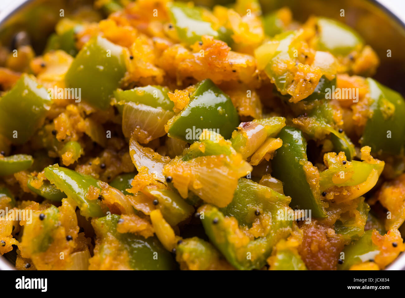 shimla mirch sabji or simla mirch sabzi or spicy capsicum indian food ...