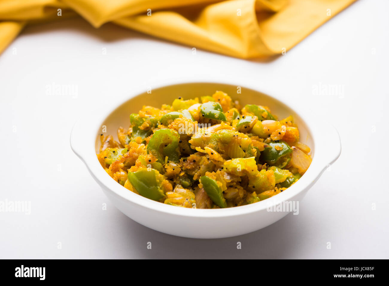 shimla mirch sabji or simla mirch sabzi or spicy capsicum indian food ...
