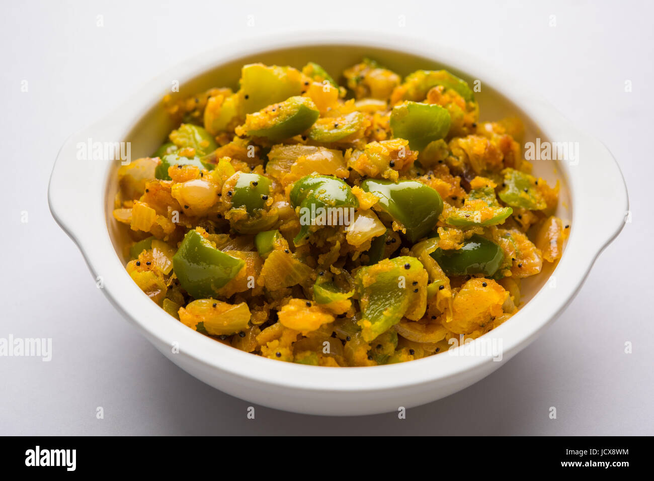 shimla mirch sabji or simla mirch sabzi or spicy capsicum indian food ...