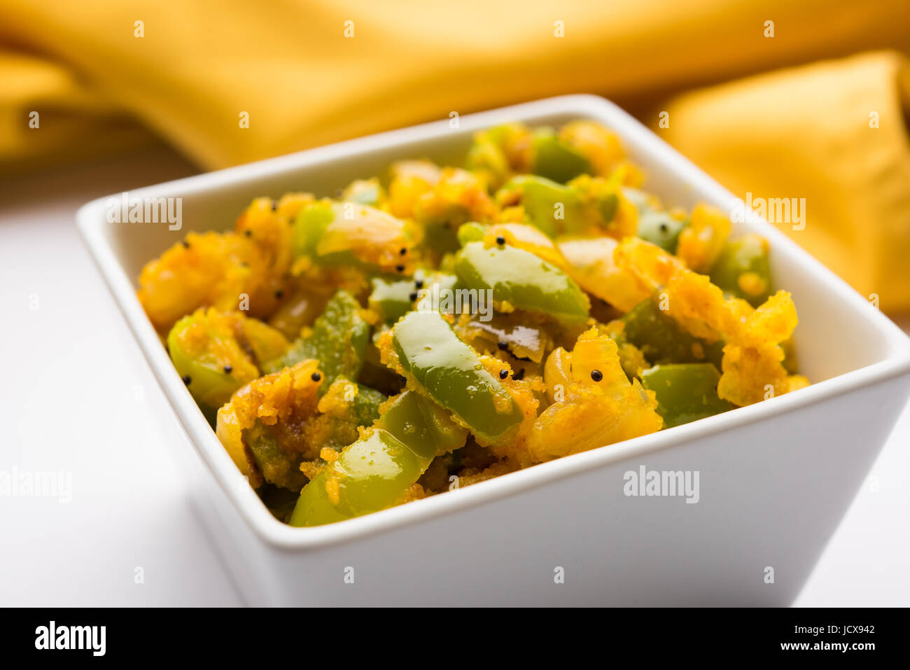 shimla mirch sabji or simla mirch sabzi or spicy capsicum indian food ...