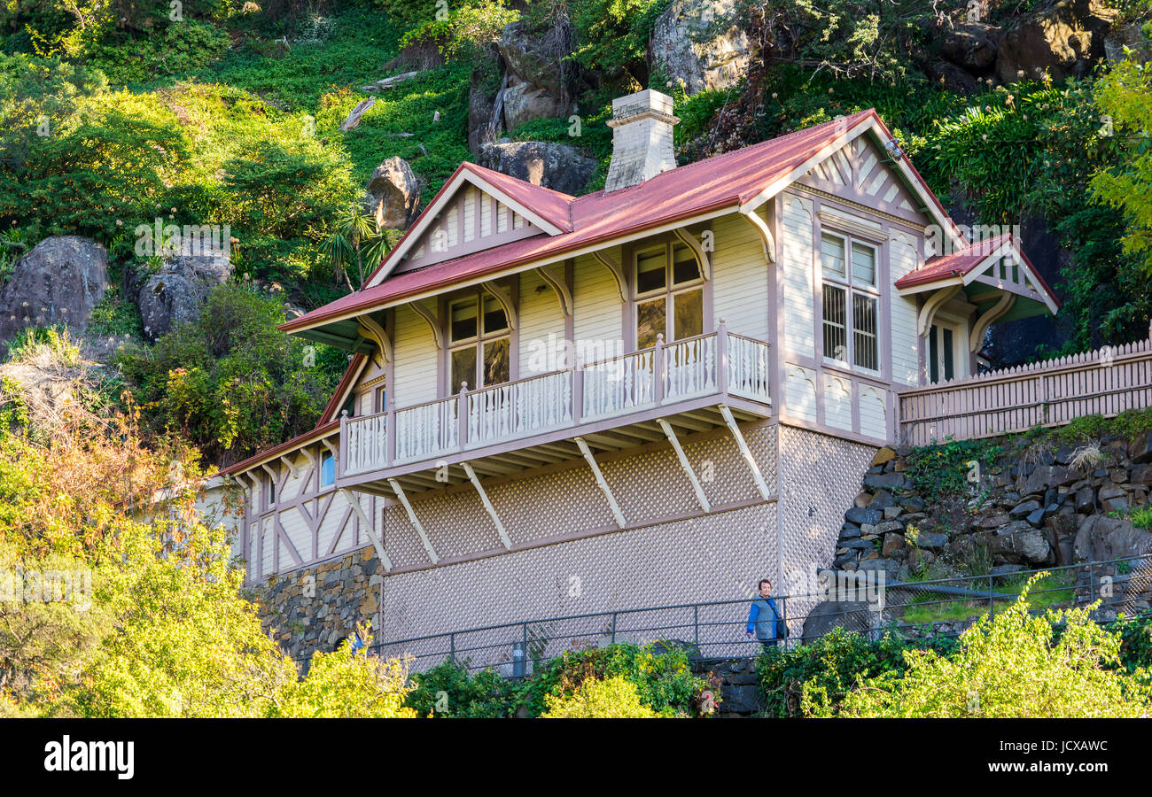 Bridge house set into the mountain South Esk River Tasmania Australia ...