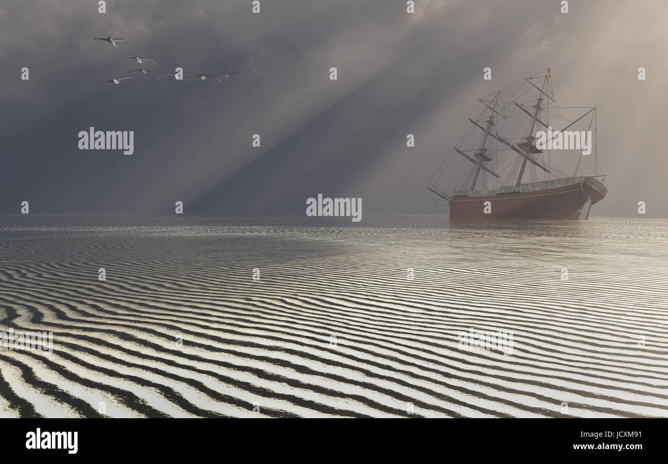 A Spanish Brig At Low Tide Stock Photo - Alamy