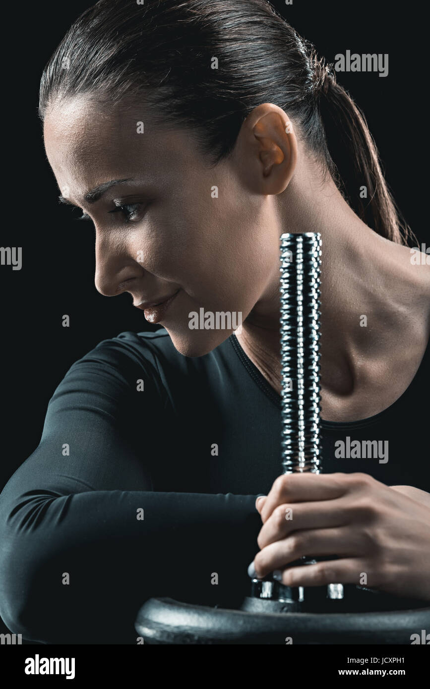 Woman isolated standing barbell hi-res stock photography and images - Alamy