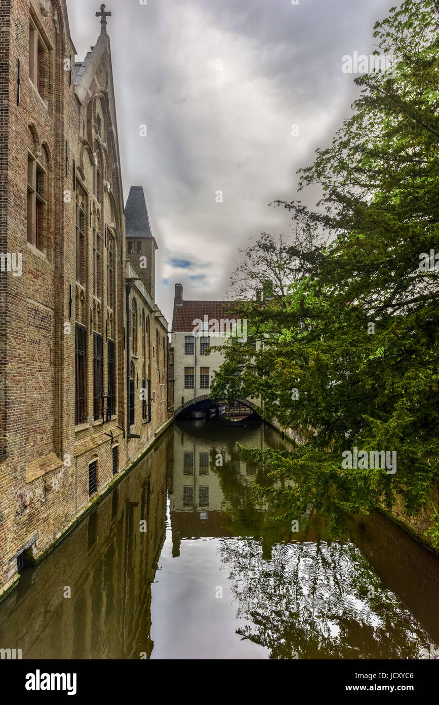 View from the famous medieval St Bonifacius Bridge in historic center ...