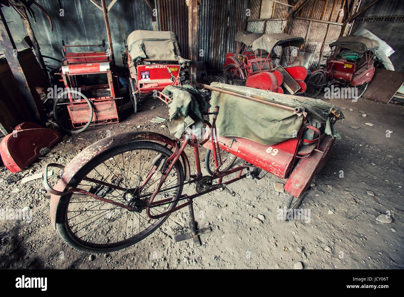 Cycle rickshaw graveyard in Indonesia. This is where cycle rickshaws ...