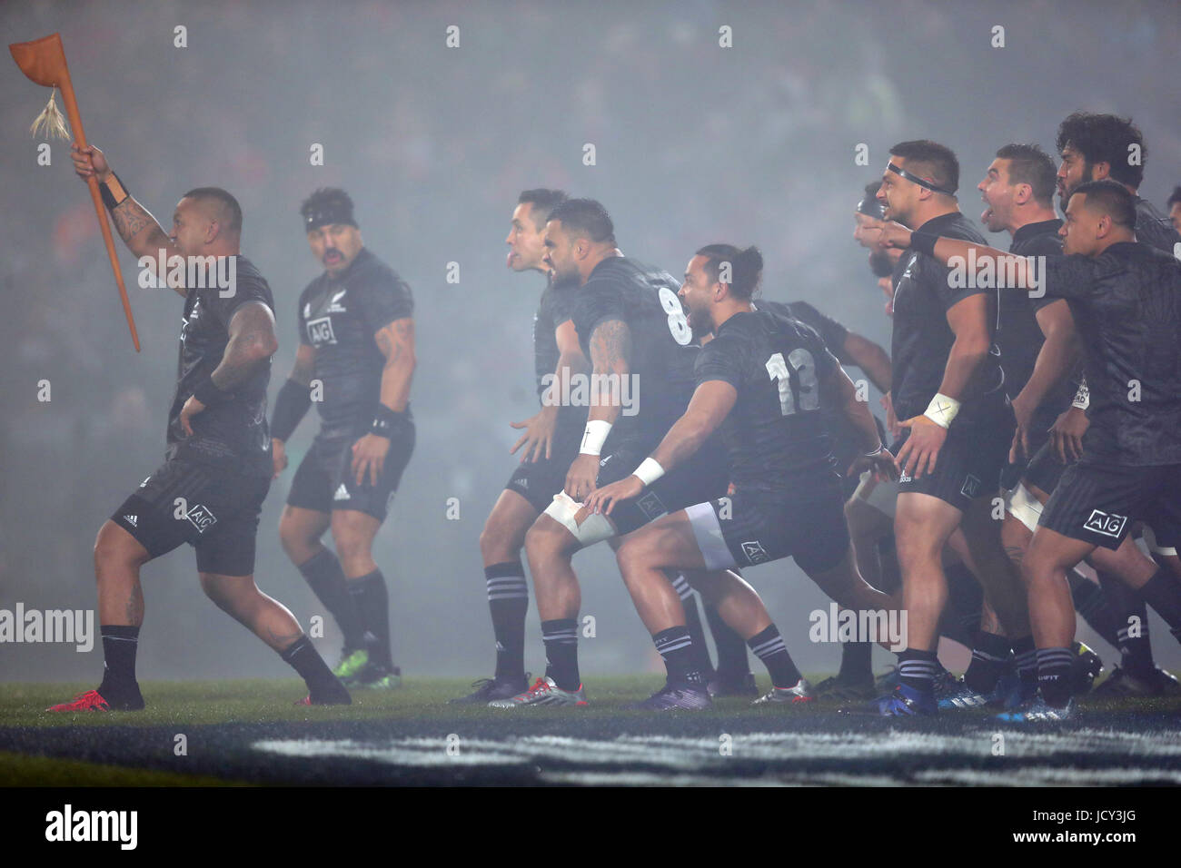 Maori All Blacks perform the Haka before the Tour match at the Rotorua ...