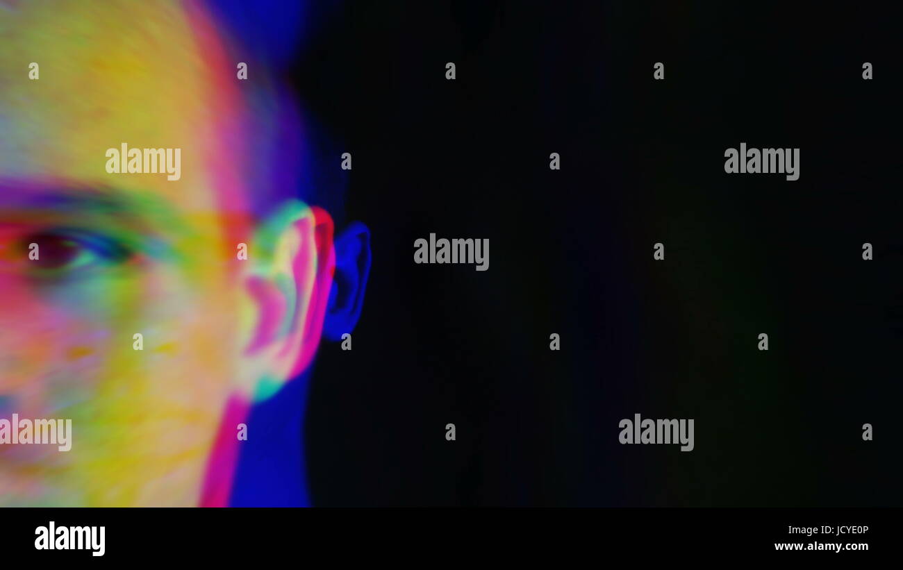 The man's face, distorted with random characters. Concept: a glitch in ...