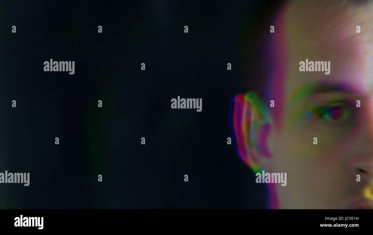 The man's face, distorted with random characters. Concept: a glitch in ...