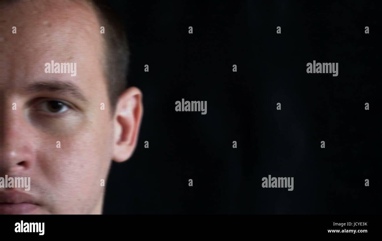 The man's face, distorted with random characters. Concept: a glitch in ...