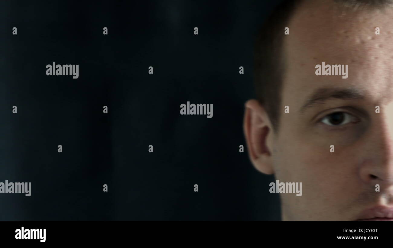 The man's face, distorted with random characters. Concept: a glitch in ...