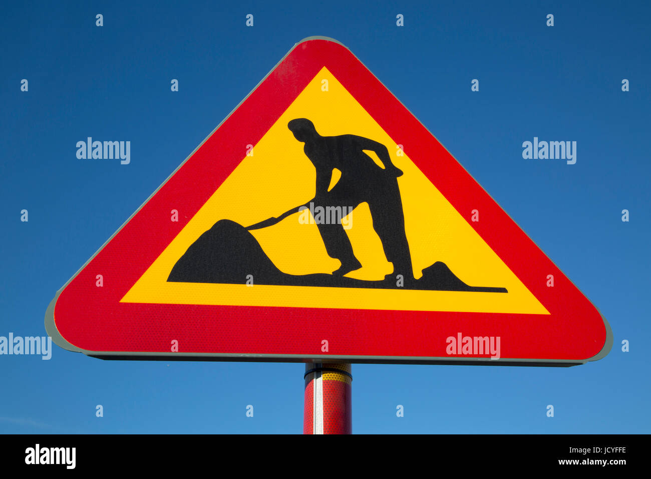 Roadworks Sign in Urban Setting Stock Photo - Alamy